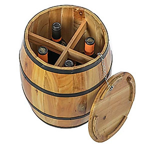 Vintiquewise Wine Barrel 4 Sectional Crate with Removable Head Lid, Brown