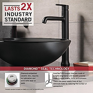 Delta Faucet Trinsic Vessel Sink Faucet, Matte Black Bathroom Faucet, Single Hole Bathroom Faucet, Diamond Seal Technology, Matte Black 759-BL-DST