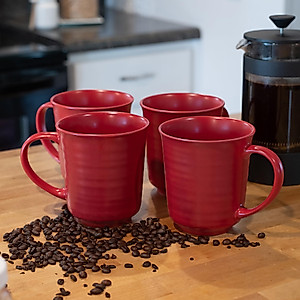 Elanze Designs Red Matte Glaze Finish 17 ounce Stoneware Coffee Cup Mugs Set of 4