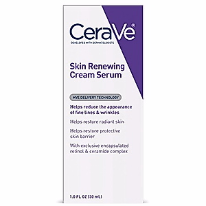 CeraVe Anti Aging Retinol Serum | Cream Serum for Smoothing Fine Lines and Skin Brightening | With Retinol, Hyaluronic Acid, Niacinamide, and Ceramides | 1 Ounce