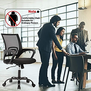 Simple Home Ergonomic Desk Office Chair Mesh Computer Chair, Lumbar Support Modern Executive Adjustable Stool Rolling Swivel Chair for Back Pain, Chic Modern Best Home Computer Office Chair - Black