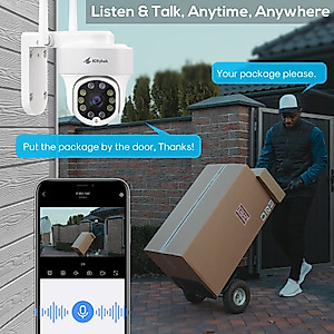 Kittyhok Wireless Security Camera System with 10CH 12" Monitor, 4pcs 2K WiFi Security Camera & 4pcs PTZ Outdoor Security Camera with 360 Viewing, Auto Tracking, Human Detection, Spotlight, 1TB HDD