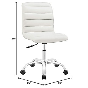 Modway Ripple Ribbed Armless Mid Back Swivel Conference Office Chair In White