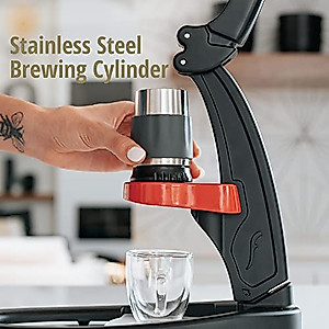 Flair Espresso Maker - Classic with Pressure Kit: All Manual Lever Espresso Machine for The Home with Stainless Steel Tamper, Pressure Gauge and Portable Carrying Case, Black and Red