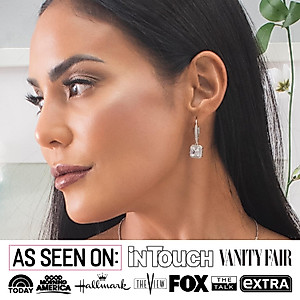 Cate & Chloe Ivy 18k White Gold Dangle Earrings | Princess Cut Cubic Zirconia Earrings, Women's Drop & Dangle Earrings, Halo Silver Earring Set, Hypoallergenic Earrings Fashion Jewelry