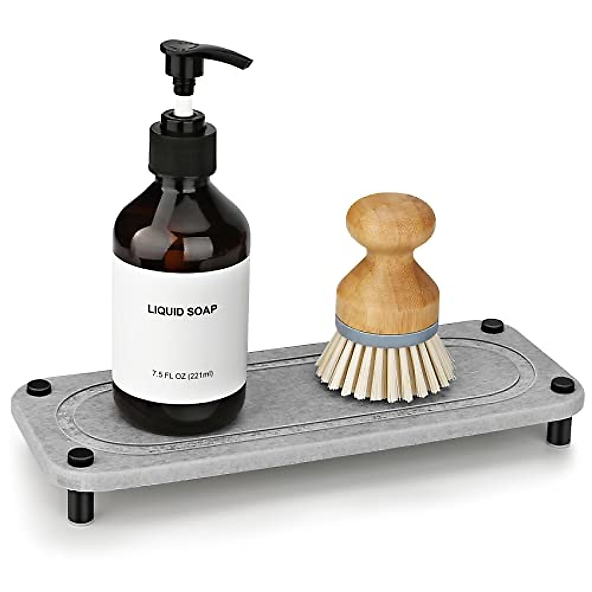 kickic Instant Dry Sink Organizer Bathroom,Water Absorbing Stone Tray For Sink,Fast Drying Stone Sink Tray,Fast Drying Sink Caddy(Light Grey)