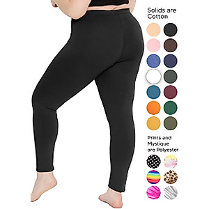 Women's Cotton Plus Size Leggings Black 4X
