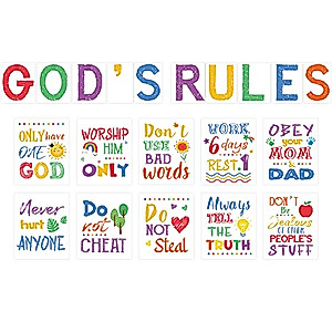 20 Pieces Ten Commandments Poster for Kids Christian Bible Verse Poster Inspirational Religious Scripture Wall Poster for Classroom Church Sunday School Christian Scripture Home Decor (White Base)