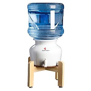 Sighompro Countertop Ceramic Porcelain Water Jug Dispenser with Faucet and Gasket, with Wooden Stand. Mostly Used for 3 Gallon and 5 Gallon Water Bottles