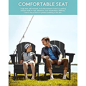 Folding Adirondack Chair Patio Chairs Lawn Chair Outdoor Adirondack Chair Weather Resistant for Patio Deck Garden, Backyard Deck, Fire Pit & Lawn Furniture Lawn Seating- Black