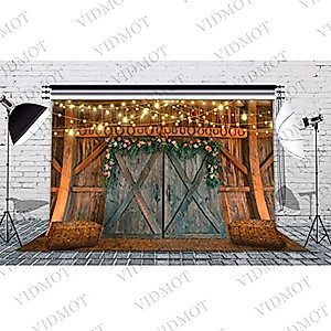VIDMOT Rustic Barn Backdrop for Photography Wooden Barn Door Background 10x7ft Retro Cowboy Style Farm Theme Party Backdrop Party Cake Table Decor Backdrops Photo Studio Photography Props BJLSVV948