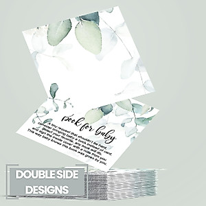 Paper Clever Party Greenery Books for Baby Shower Request Cards - 25 Pack - Rustic Eucalyptus Invitation Inserts - 4x4 Size