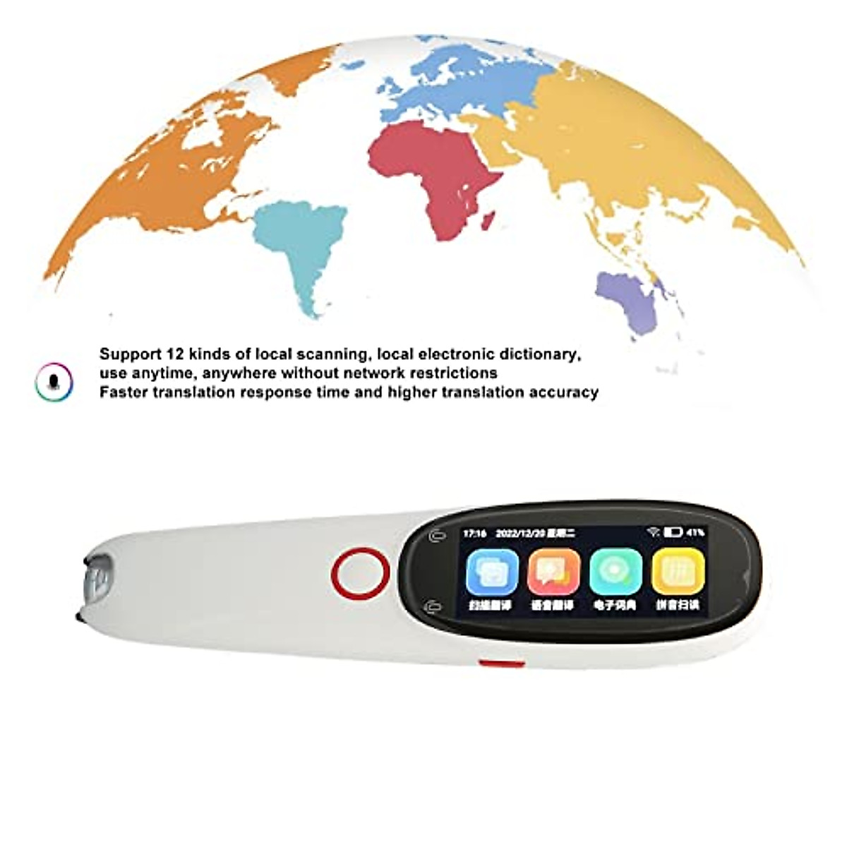 OCR Pen Scanner and Reader, 134 Language Translator Device Dictionary Pen, Online & Offline Use Scanner Translation Pen with LCD Touchscreen, Translation Pen for Students Dyslexia
