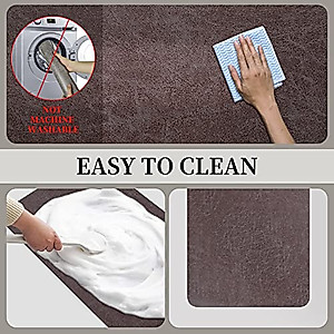 FairOnly Bath Mat Rug Thin Under Door Bathroom Floor Mats Rubber Non Slip Super Absorbent Bathroom Rugs for Bathtub Shower Sink Bathroom Under Door, 17" x 24", Brown