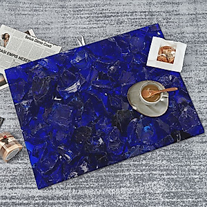 Cobalt Blue Glass Dish Drying Mat for Kitchen Counter, Large Microfiber Absorbent Reversible Hangding Quick Dish Draining Mat Protector Kitchen Decor Machine Washable 18×24 in