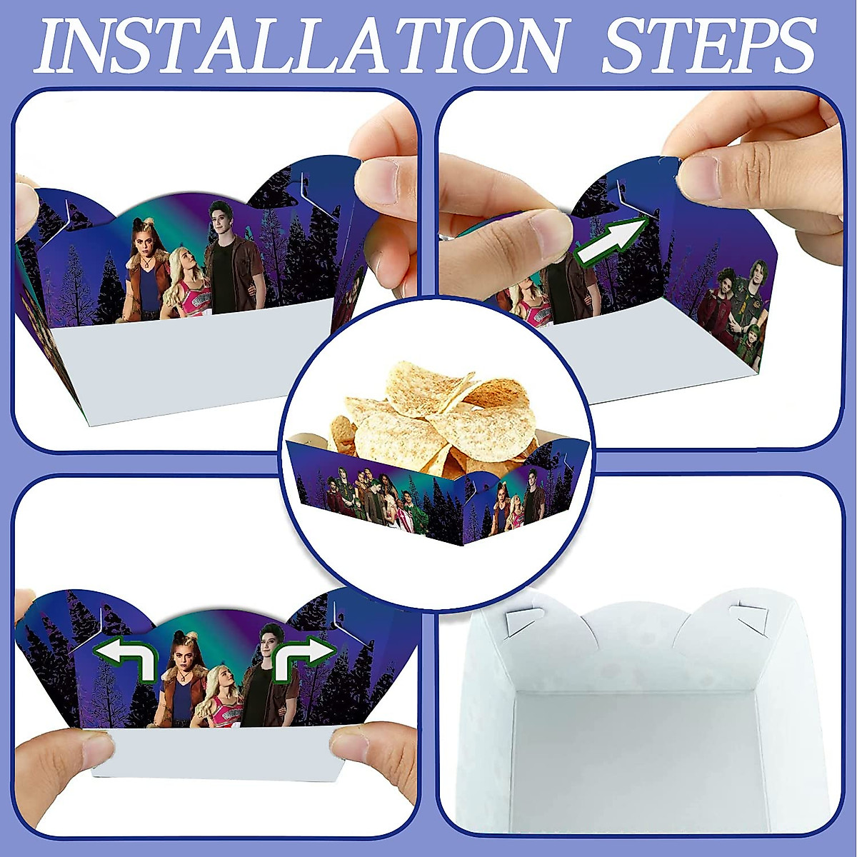 30 Pack Zombies 3 Party Supplies, Disney Zombies Paper Food Tray Zombies Party Favors Paper Food Serving Tray Zombies Paper Trays