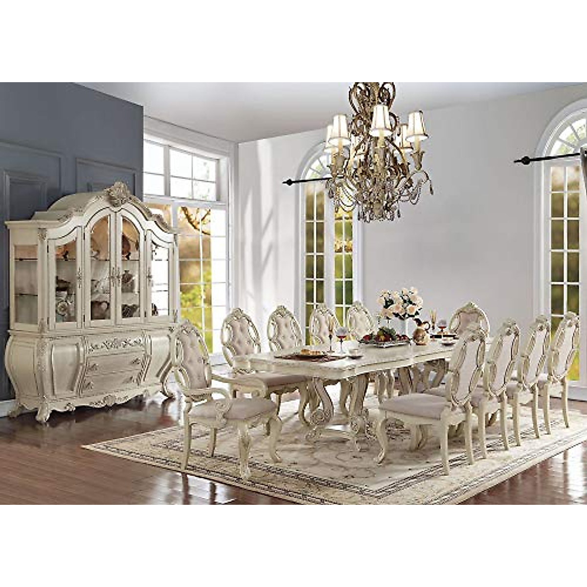 ACME Ragenardus Side Chair (Set-2) - 61282 - Fabric & Antique White