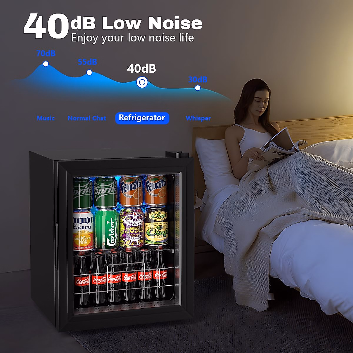 EUASOO FLB-45 Small Mini Fridge Freestanding Beverage 75 Can, Cooler Refrigerator with Adjustable Shelving Glass Door for Beer Soda or Wine Perfect Office Home or Bar, Black