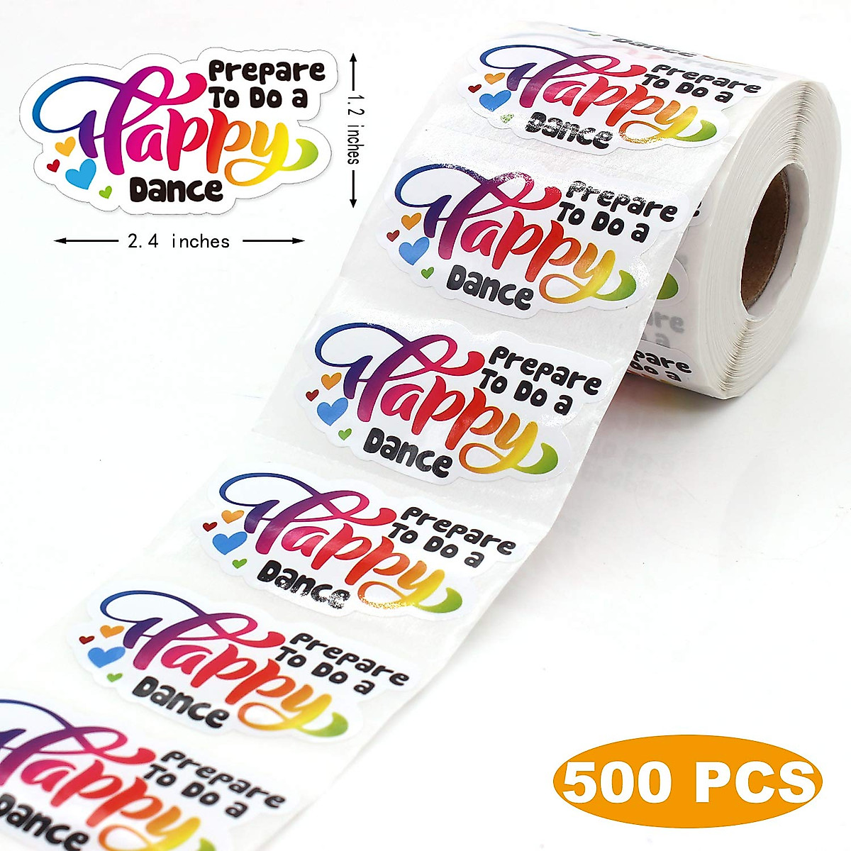 Muminglong 1.5 Inch Happy Prepare to Do a Dance Stickers, Small Shop Stickers,Thank You Sticker, Small Business, Packaging Sticker, 500 PCS