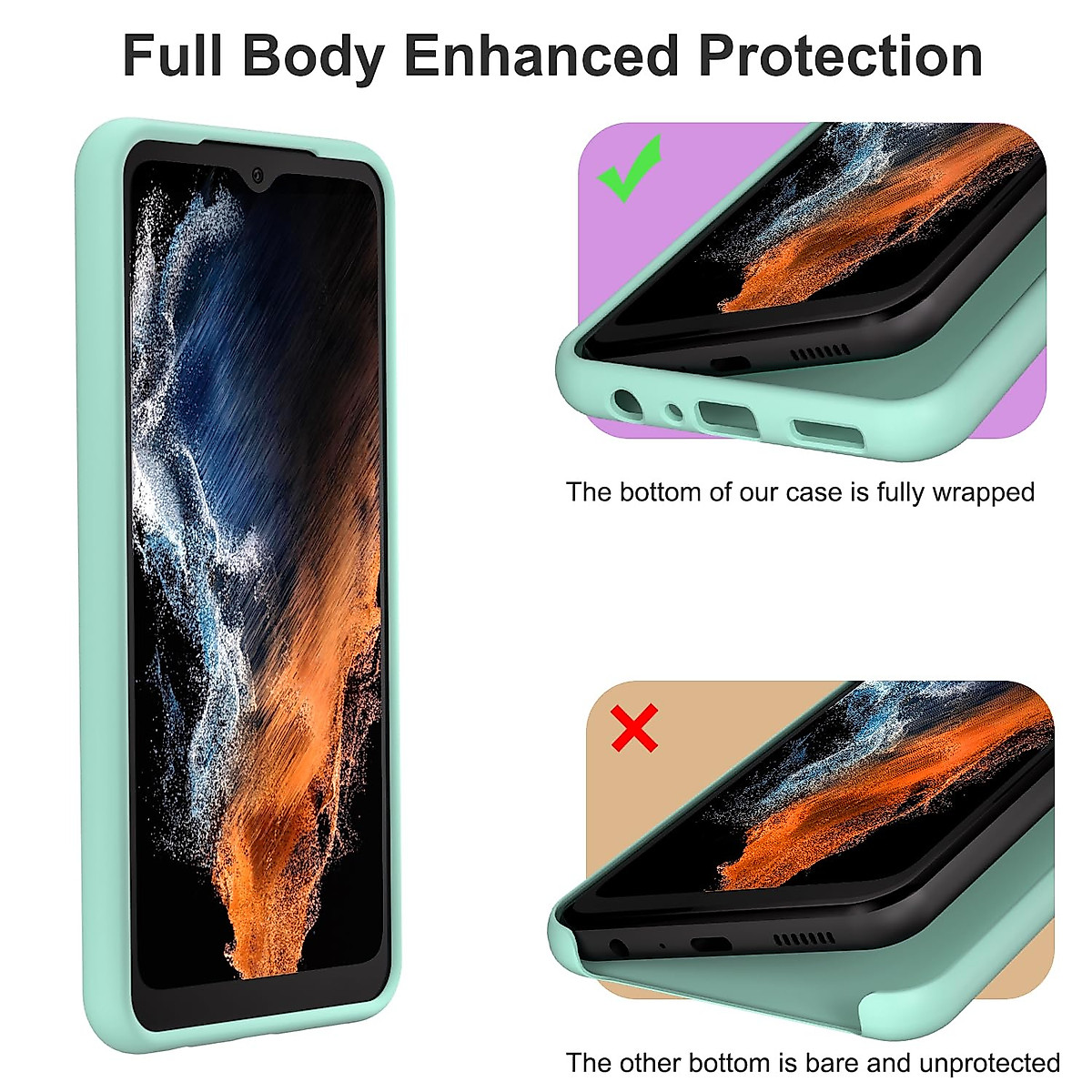 NUIMADL Galaxy A04 Case 6.5 inch, Soft Liquid Silicone Protective and Anti-Scratch Microfiber Lining Shockproof Compatible with A04 4G Cover (Green)