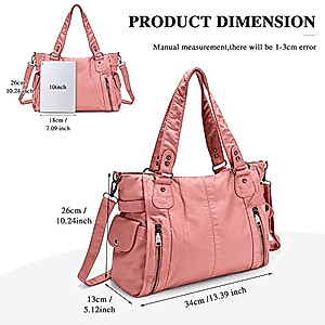 UBORSE Purses for Women Large Hobo Bags Satchel Shoulder Bag Washed PU Leather Tote Bag Top Handle Handbags