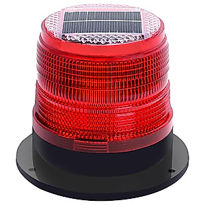 QXMH Solar Strobe Warning Light: Strong Magnetic Base Waterproof Traffic Light,Solar Safety Flashing LED Lamp for Construction, Traffic, Factory, Safety Sign, Crane Tower, Boat Navigation (Red)