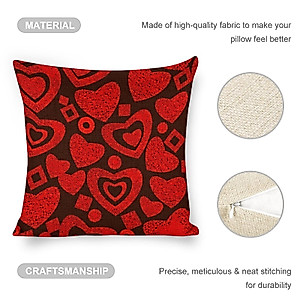 Valentine Day Red Throw Pillow Covers 18×18 Pillowcases Set of 2 Hearts Love Black Linen Decorative Square Pillow Case Cushion Covers Standard Size for Sofa Couch Outdoor Bed Pillow Protectors