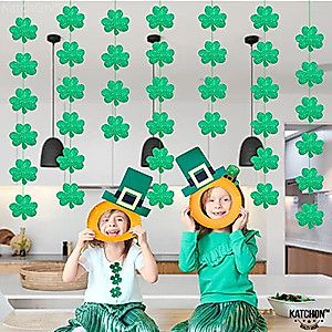 KatchOn, Glitter St Patricks Day Shamrock Garland - 6 Strings, No DIY | St Patricks Day Banner, St Patricks Day Decorations | Clover Garland Banner, St Patricks Day Garland, St Paddys Day Decorations