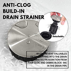 ARRISEA Bathroom Faucets for Sink 3 Hole Brushed Nickel Bathroom Sink Faucet with Pop-up Drain and Built-in Strainer, 8 Inch Wide-Spread Faucets for Bathroom Sink 3 Hole, BF057-1-BN