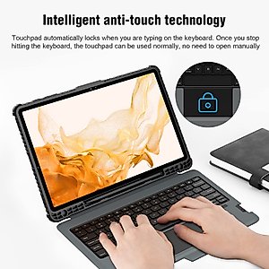 Nillkin Galaxy Tab S7 FE Keyboard Case 12.4 inch with Multi-Touch Trackpad and Camera Cover Compatible with Galaxy Tab S8 +/S7 +, Detachable Folio Keyboard Cover with S Pen Holder
