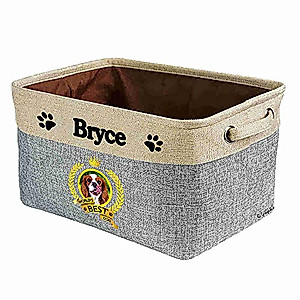 Custom Name Collapsible Dog Toy Storage Basket Bin World's Best Dog Cavalier King Charles Spaniel Pup Foldable Pet Toy Box Closet Shelf Baskets Organizer for Bedroom Home Dog Cat with Handles Gray