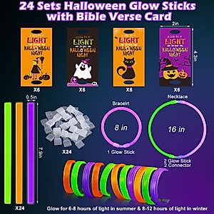 MiniInflat 24 Sets Halloween Triple Glow Bracelets with Cards Include 24 Pcs A Little Bit of Light For Your Halloween Night Glow Stick Gift Tag 24 Glow in the Dark Glow Sticks for Party School