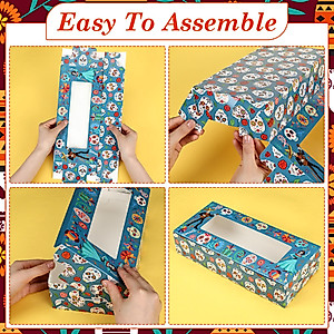 12 Pcs Day of The Dead Cookie Boxes with Window, Bakery Box, 12 x 5.5 x 2.5 Inches Skull Sombrero Cupcake Boxes Pastry Box Dessert Boxes for Halloween Mexican Themed Party Decoration Supplies