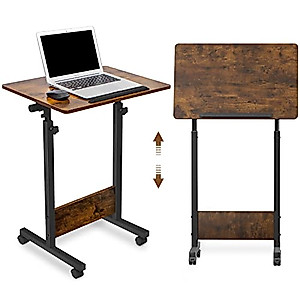 KOUPA Height Adjustable Mobile Standing Desk 16×24 in,360° Flip Desk Stand Desk Home Office Table Standing Desk for Small Space Offices,Easy to Assemble(Adjustable Height: 32in-47in)