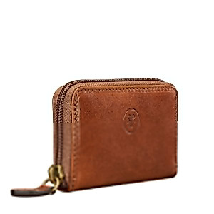 Maxwell Scott - Luxury Luxury Leather Key Holder Case with Zip - Made from Premium Full Grain Hides - The Vinci Chestnut Tan