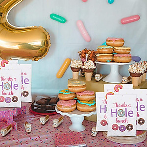 50 PCS Donut Candy Bags Thanks A Hole Bunch Stickers Donut Grow Up Party Decoration, Donut Birthday Goodie Bags Donut Theme Party Supplies Baby Shower Doughnut Time Supplies for Kids Girls