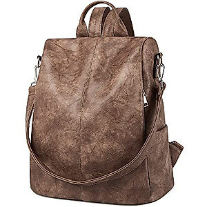 FOXLOVER Backpack Purse for Women Large Womens Backpack Leather Travel Backpack Fashion Backpack Purse Designer Ladies Shoulder Bags(Brown A)