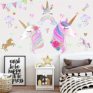 Unicorn Wall Decal, Unicorn Stickers Children's Room Princess Decoration Wall Kids Room Wall Decor Pink Wall Decals Unicorn Bedroom Decor for Girls