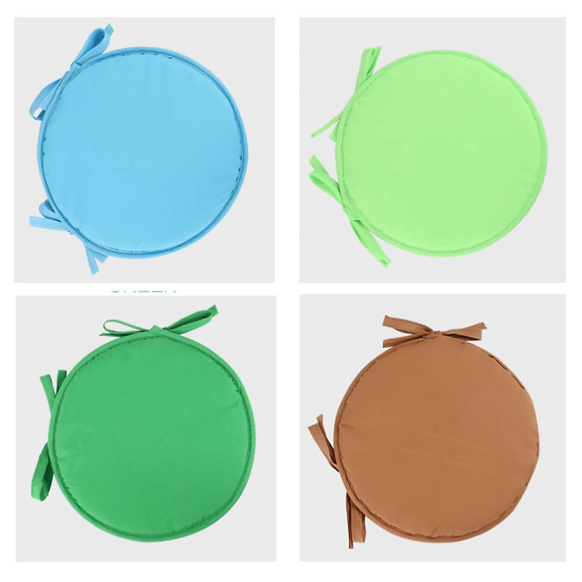 Garneck Round Chairs Seat Cushion Sponge Stool Pad Chairs Cover Slipcover with Rope Ties for 0ffice Home School Restaurant 38CM (Green)