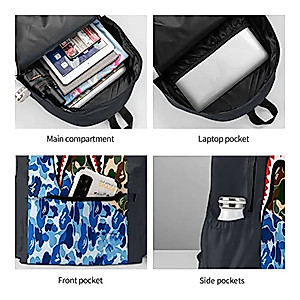 Oyleames Shark Teeth Camo Backpacks Travel Laptop Daypack Big Capacity Bookbag Fashionable And Durable