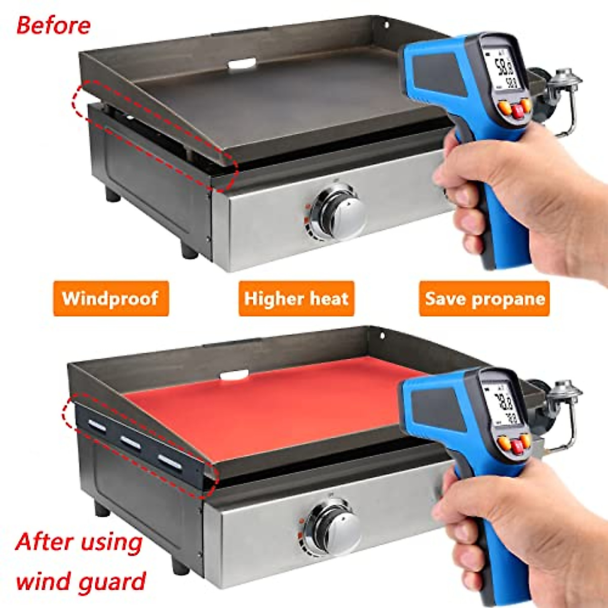 ClimbFun Wind Guard for Blackstone 17 Inch Griddle Wind Screen Blackstone Griddle Accessories Grill Wind Blocker Flat Top Gas Grill Compatible with Rear Grease Cup Hood Lid Side Shelf…