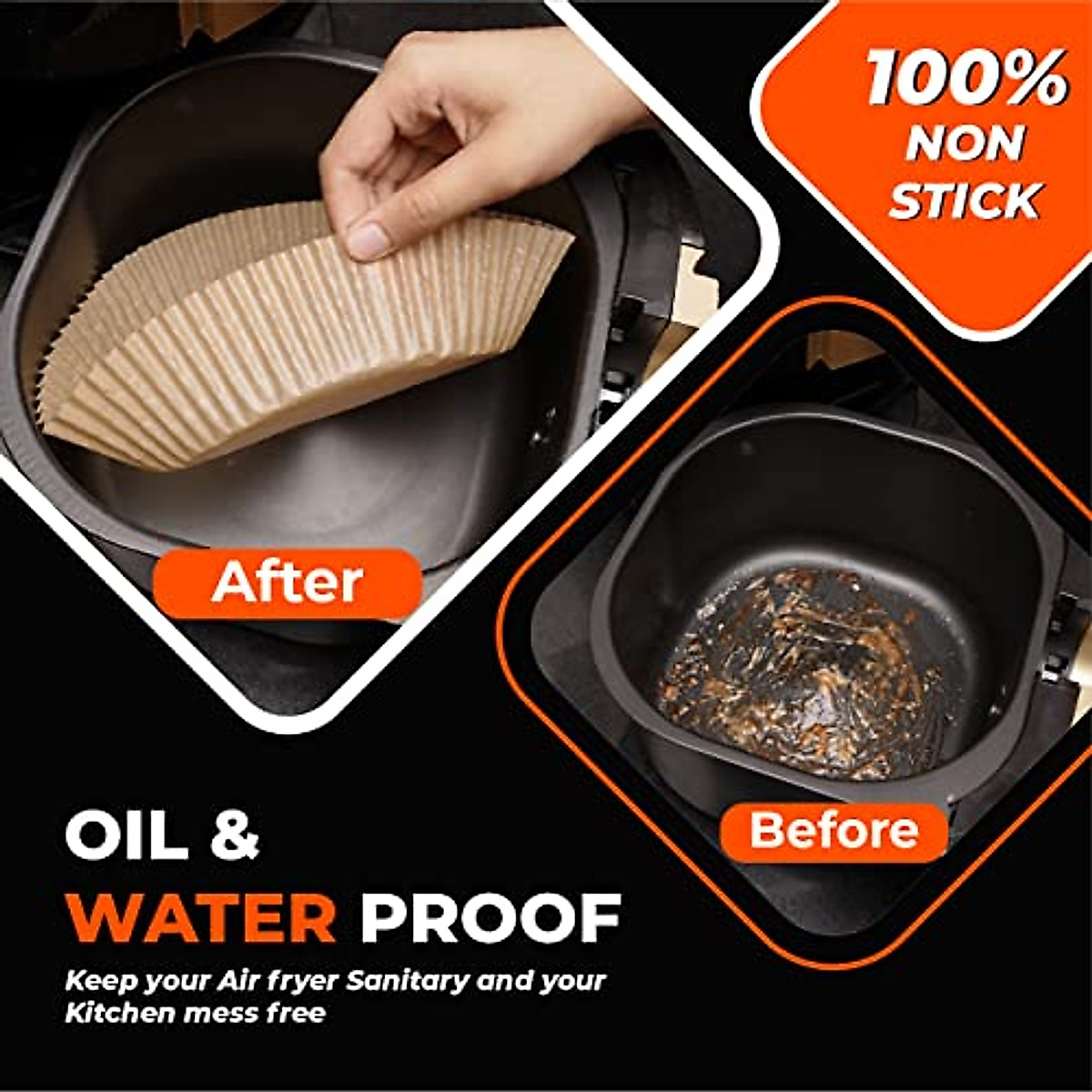 SULLINS 50 Pcs Air Fryer Liners, Disposable Paper Liner for 2.7 to 4.5 Qt Basket, 6.3-inches Air Fryer Parchment Paper for Air Fryer Basket, Unbleached, Non-stick, Oil-proof Round Air Fryer Liners