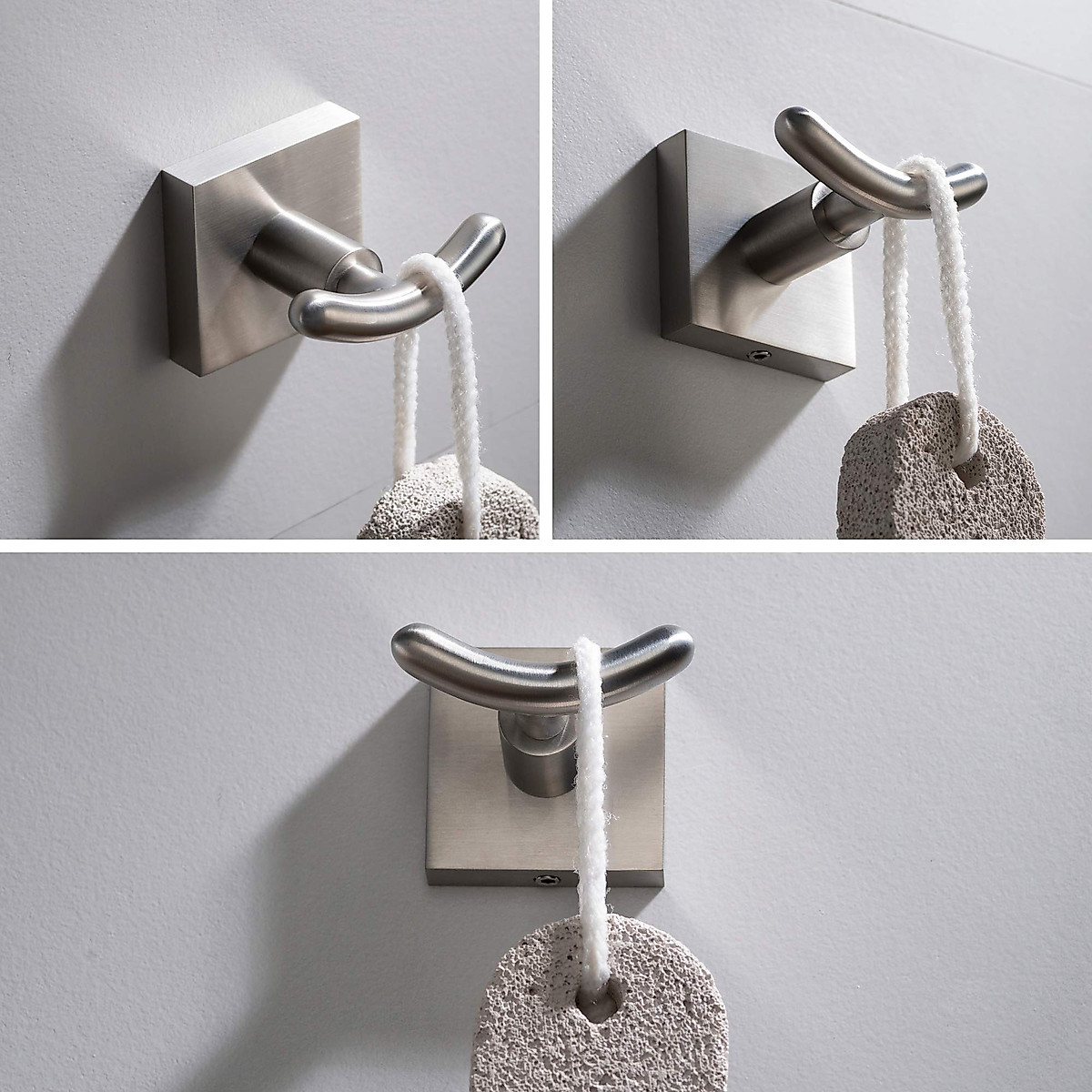 Kraus Ventus Bathroom Robe and Towel Double Hook, Brushed Nickel Finish, KEA-17702BN