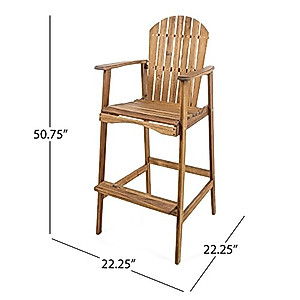 Christopher Knight Home Malibu Outdoor Acacia Wood Adirondack Barstools, 2-Pcs Set, Natural Stained