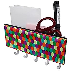 Hexagon Purple Blue Green Red Hooks Wall Mounted, Self Adhesive Towel Key Hook up, Coat and Hat Hook Rack, 7 Inches Durable Hanger Hooks
