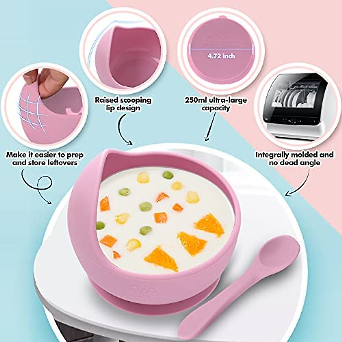 Miracle Baby 4pack Baby Plates And Bowls Sets, Silicon Baby Feeding Set, Suction Plates For Baby, Bowl Bib Spoons Baby Tableware Set, BPA Free Baby Essentials For 6-36 Months Toddler