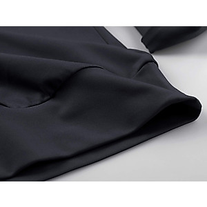 CADMUS Women's Workout Long Sleeve Shirts with Hoodie Sweatshirt Running Crop Top 2 Pack, Black, Navy Blue, Large