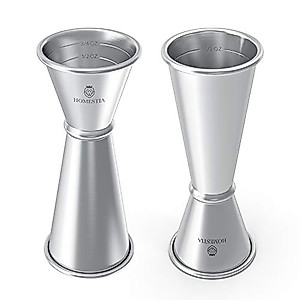 Double Cocktail Jigger with Measurements Inside(OZ&ML) Stainless Steel Bar Measuring Jigger 2 oz 1 oz Bar Tool Shot Japanese Jigger for Bartending by Homestia