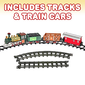 ArtCreativity Kids Train Set - Electric Train Set with Lights & Sound, Battery-Operated Train Toy with 4 Cars and Tracks - Christmas Train Sets for Around The Tree, Great Gift Idea for Boys and Girls