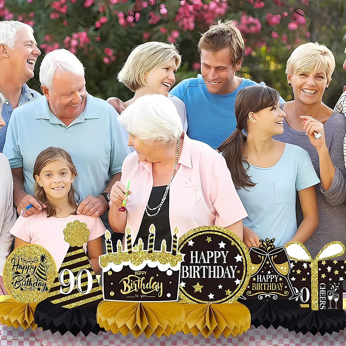 50th Birthday Honeycomb Centerpiece Decoration for Boys Girls Table Sign Decoration for Party Favors [9 Pieces]